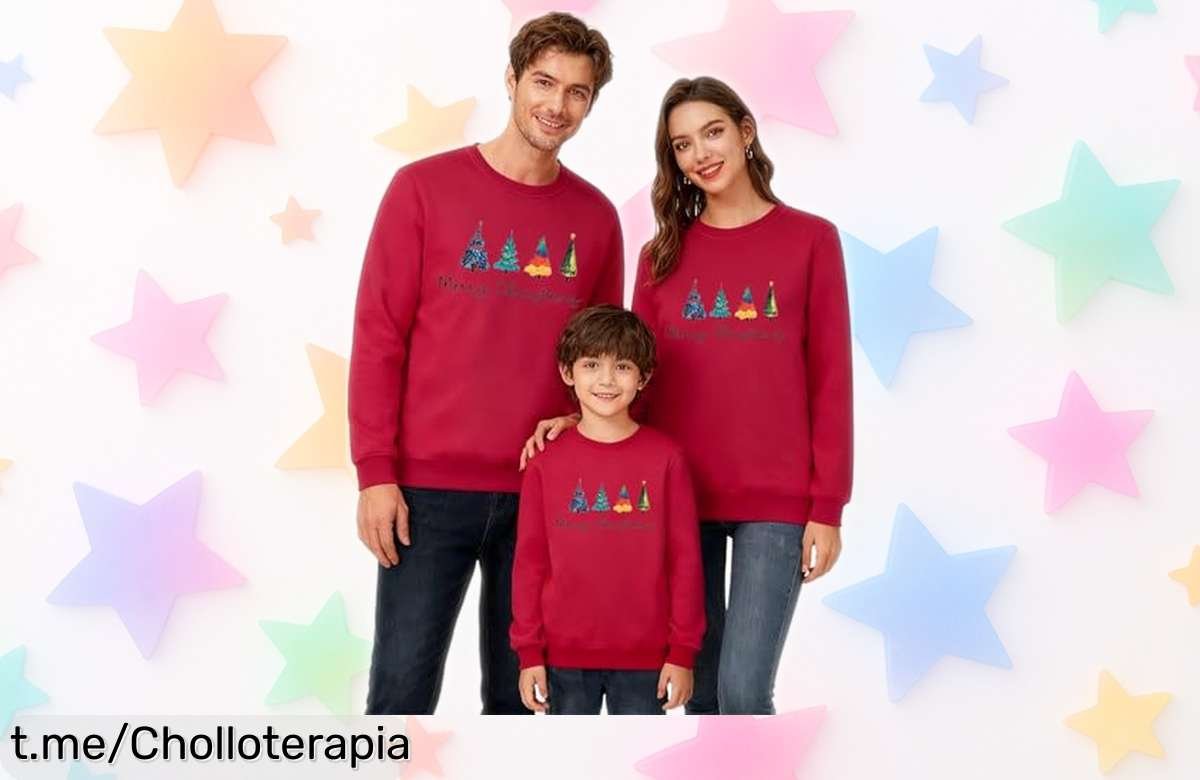 🤩 Sudadera navideña familiar con diseño de renos y árboles, super ...